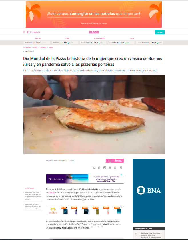 Día Mundial de la Pizza: la historia de la mujer que creó un clásico de Buenos Aires y en ...